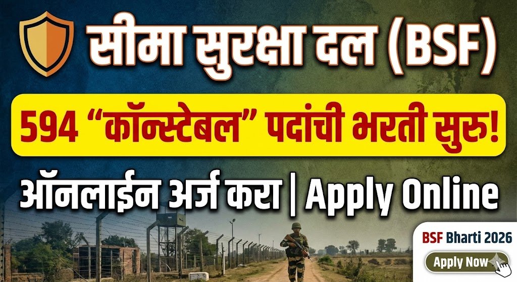🛡️सीमा सुरक्षा दल अंतर्गत 594 “कॉन्स्टेबल” पदांची भरती सुरु; ऑनलाईन ...